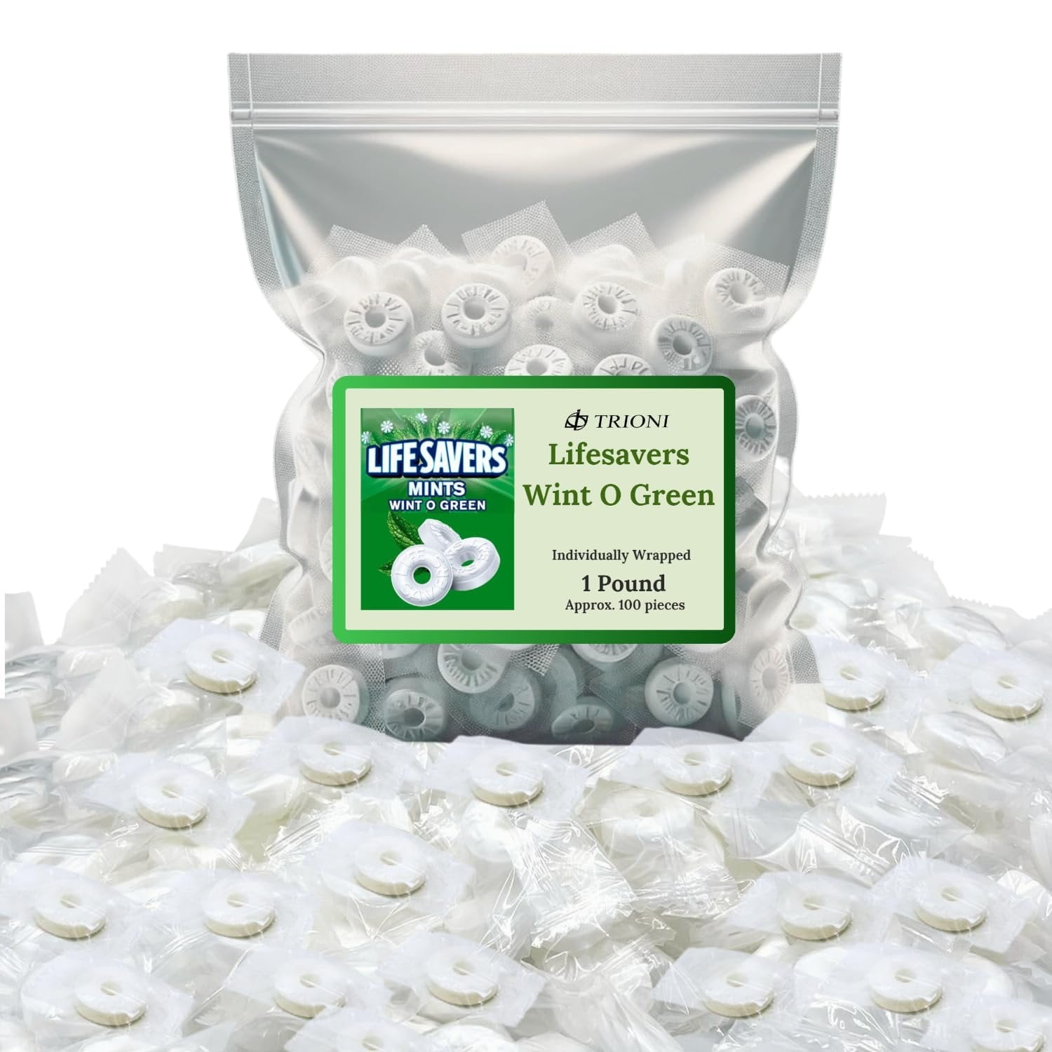 TRIONI Wintergreen Mint Candy Individually Wrapped - 1LB of Lifesavers ...