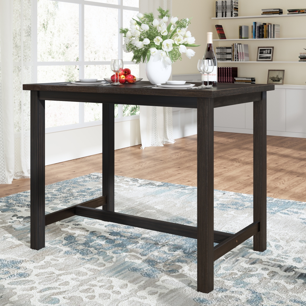 TRIPLE TREE High Rectangle Long Rustic Bar Table, Wooden Counter Height ...
