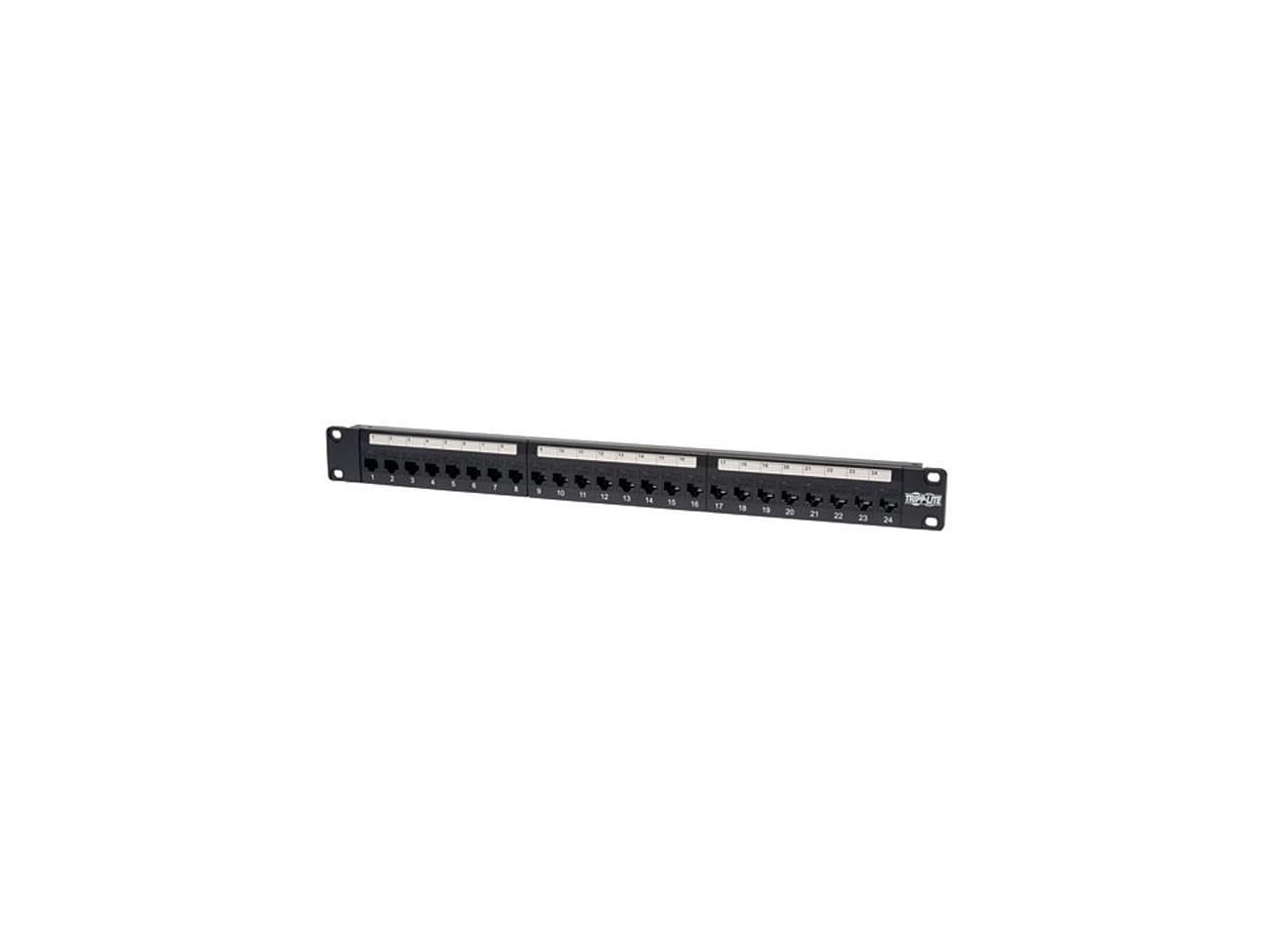 TRIPP LITE 24-Port 1U Rackmount Cat5e Feedthrough Patch Panel, RJ45 ...