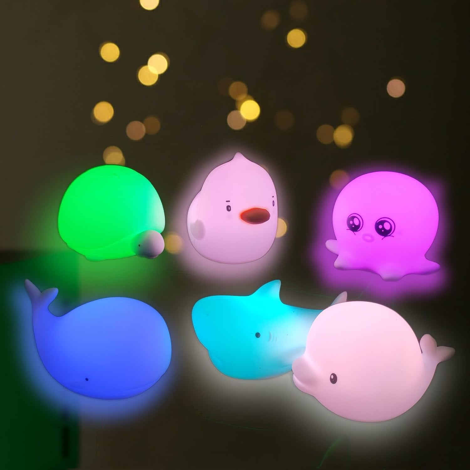 TRIPRO Cute Mini Ocean Nursery Silicone Squishy Lamp Night Light (6 ...