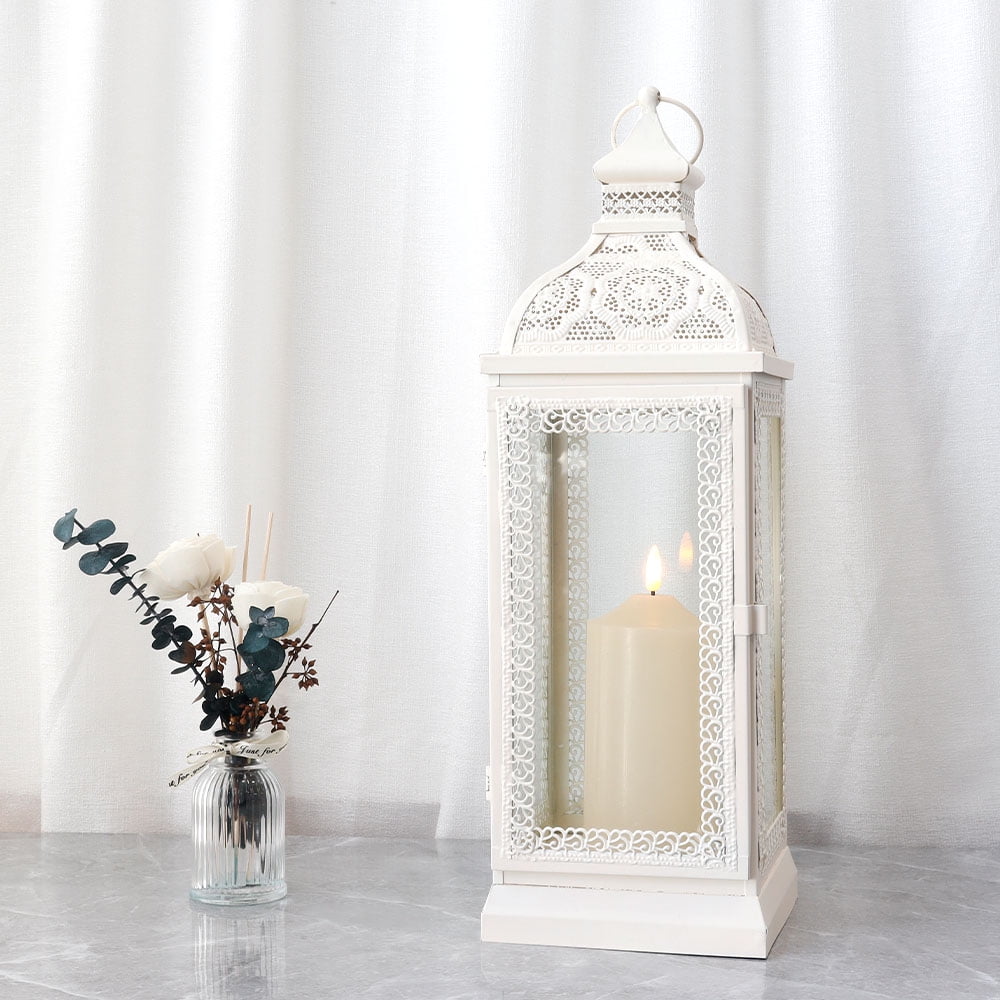 Rustic Style Metal Candle Lantern 19'' High(Cream) - Walmart.com