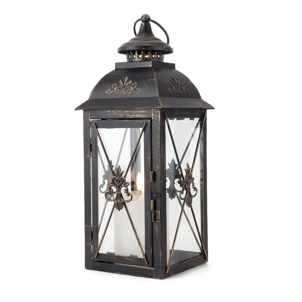 Vintage Outdoor Candle Lantern, Metal Candle Holder with Tempered Glass ...