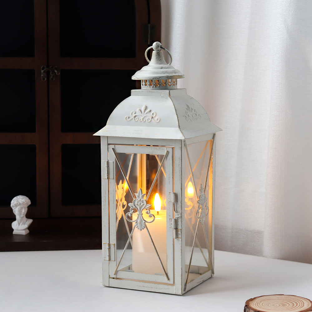 TRIROCKS Vintage Outdoor Candle Lantern, Metal Candle Holder with ...