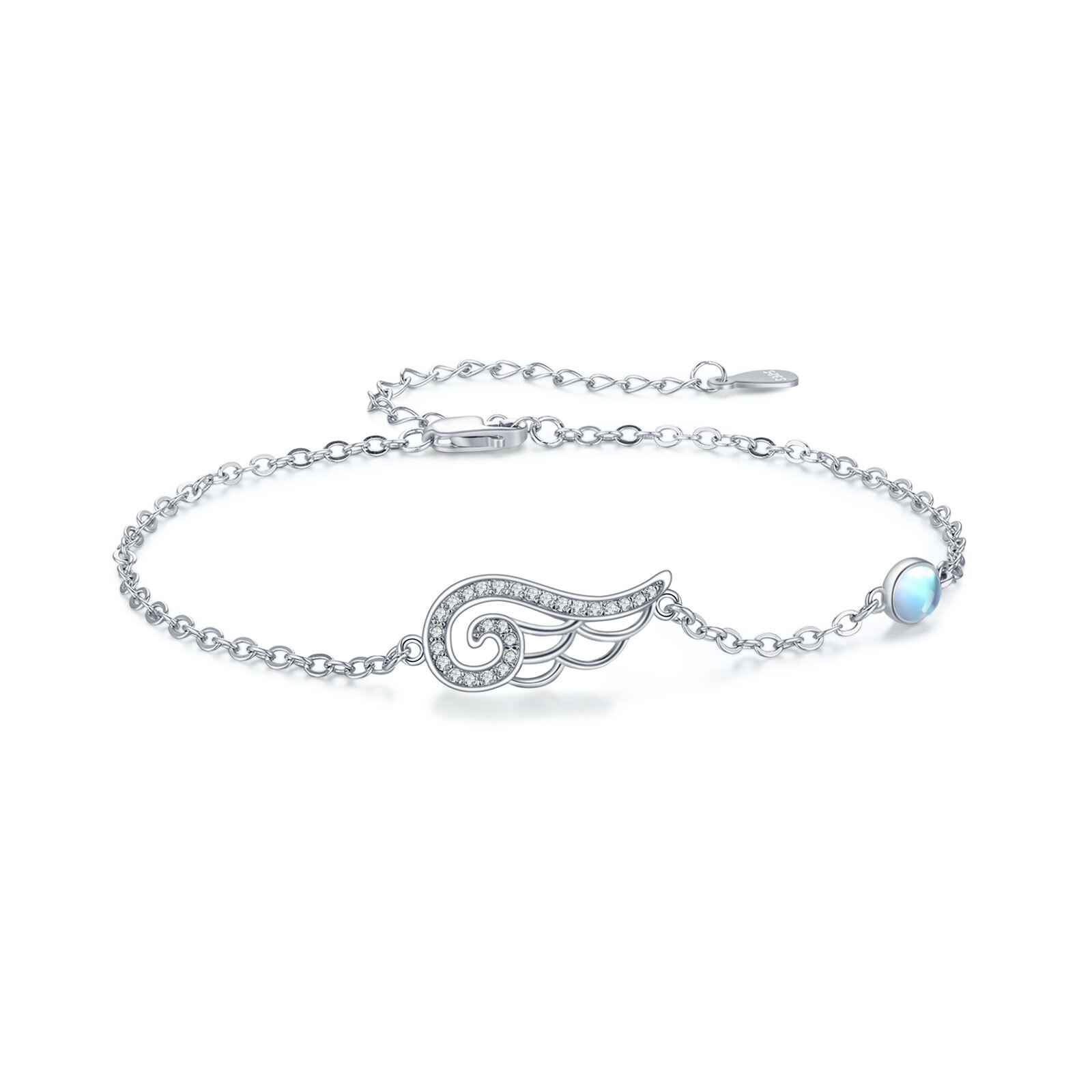 TRISHULA Angel Wings Bracelet Moonstone Bracelet 925 Sterling Silver ...