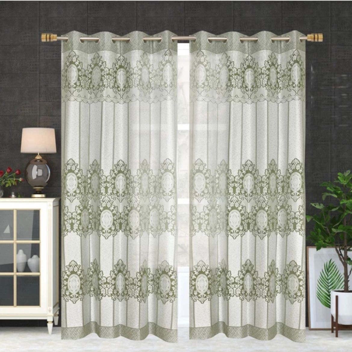 TRIVAK Polyester Heavy Net Imported Panel SemiTransparent Sheer ...