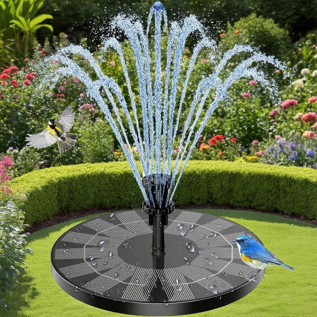 TRJZWA 3.5W Solar Fountain, Solar Powered Fountain Pump with 6 Nozzles ...