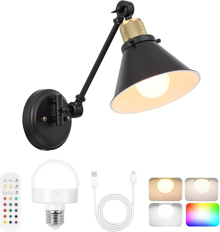 TRLIFE Rechargeable Battery Operated Wall Sconces, Dimmable and ...