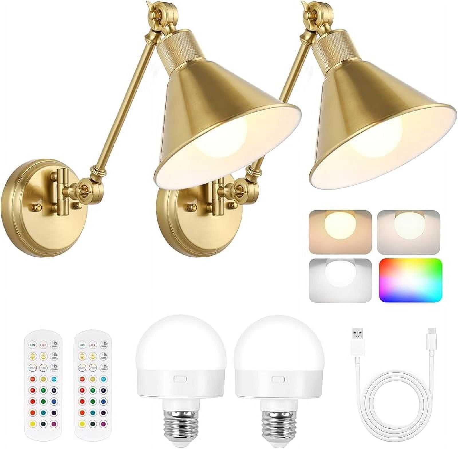 TRLIFE Rechargeable Battery Operated Wall Sconces, Dimmable and ...