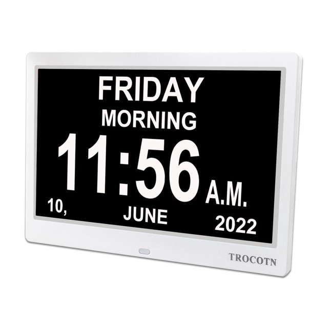 TROCOTN 10-Inch Electric Powered Digital Calendar Wall Clock, Big ...