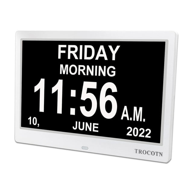 TROCOTN 10-Inch Electric Powered Digital Calendar Wall Clock, Big ...