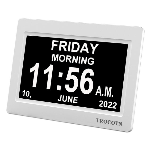 TROCOTN 7 Inchs Modern Electronic Digital Clock Calendar, Large Display ...
