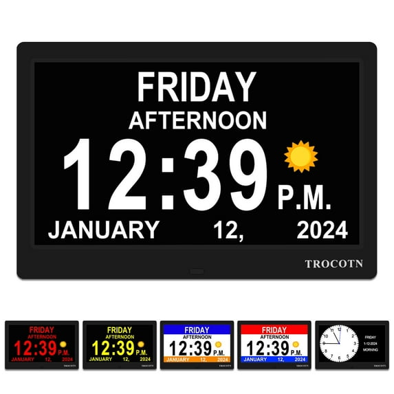 TROCOTN Dementia Clock Large Digital Clock for Seniors, Calendar Clock ...