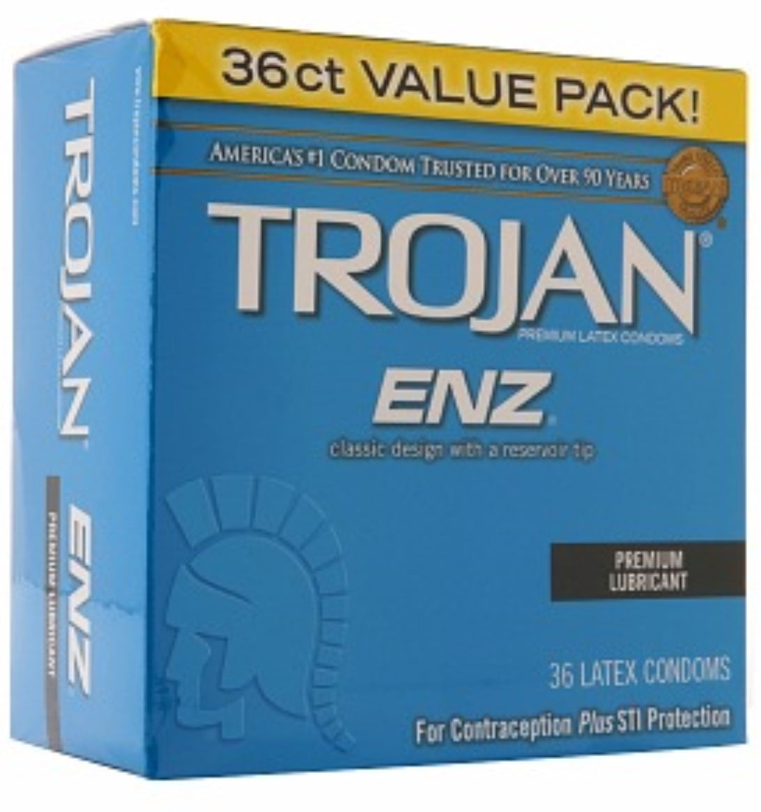 TROJAN Enz Premium Lubricant Latex Condoms 36 ea - Walmart.com
