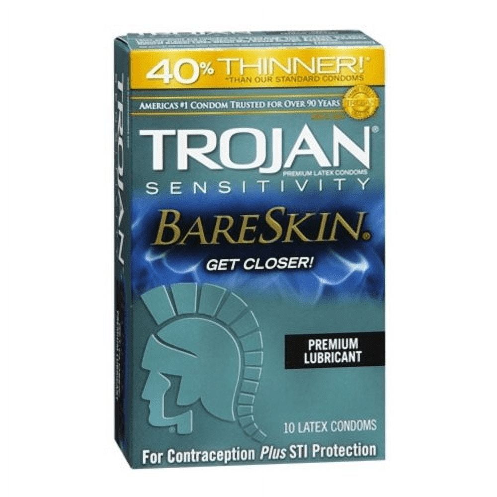 Trojan Sensitivity BareSkin Condoms, Premium Latex, Lubricated, Pack of ...