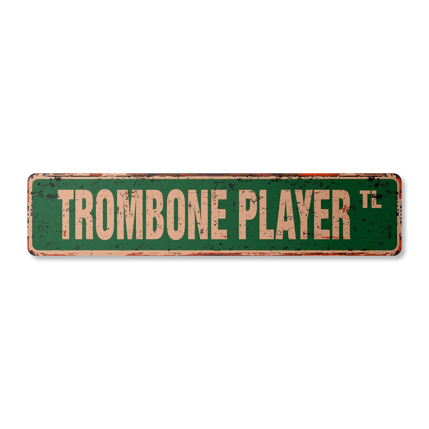 TROMBONE PLAYER Vintage Plastic Street Sign marching bands trombonist ...