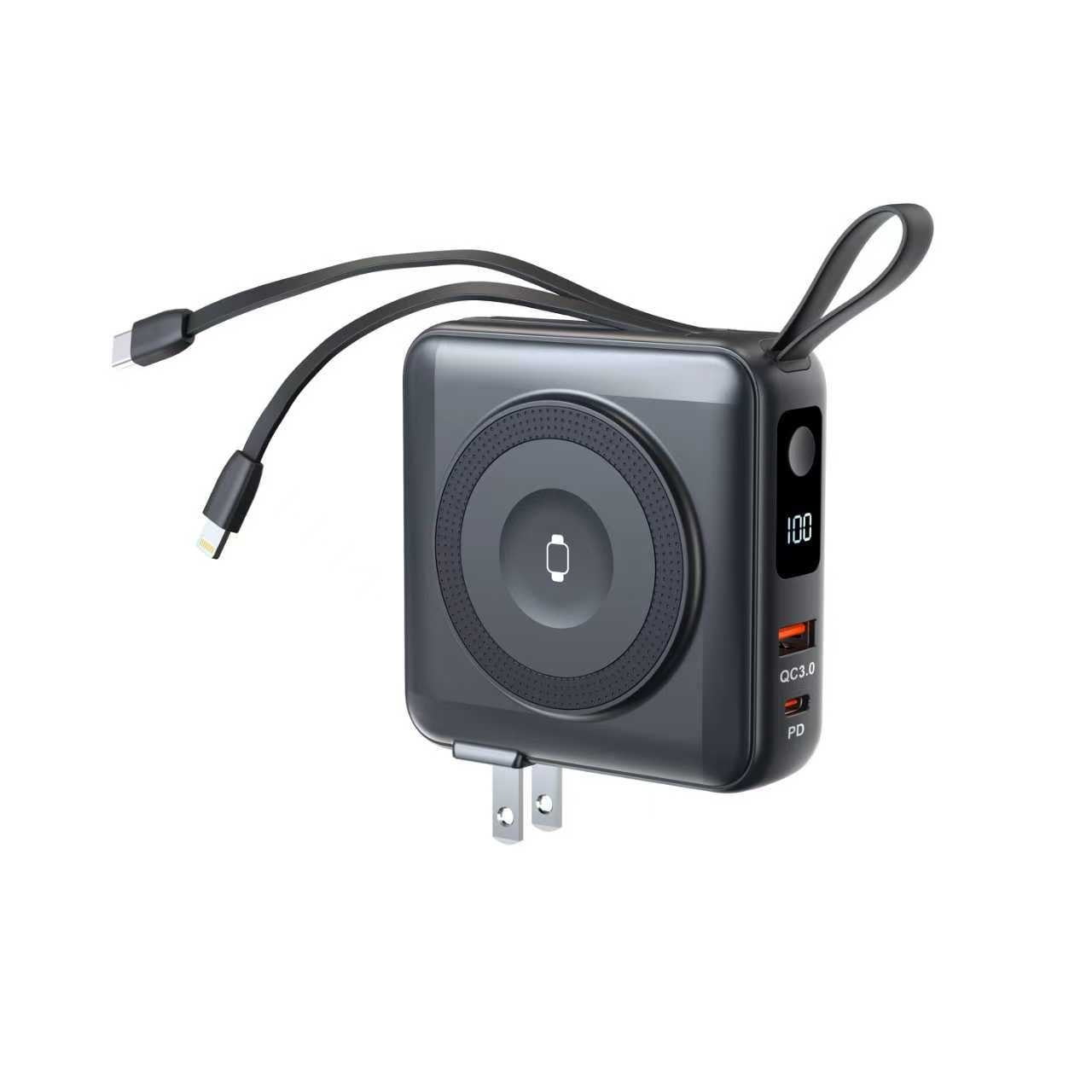 TRON 5-in-1 10000mAh Travel Power Bank | Built-In Cables, Wall Plug TSA ...