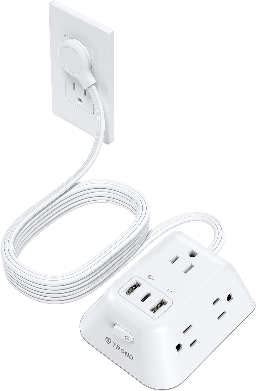 TROND 15ft Long Extension Cord, Ultra Thin Flat Plug Power Strip with ...