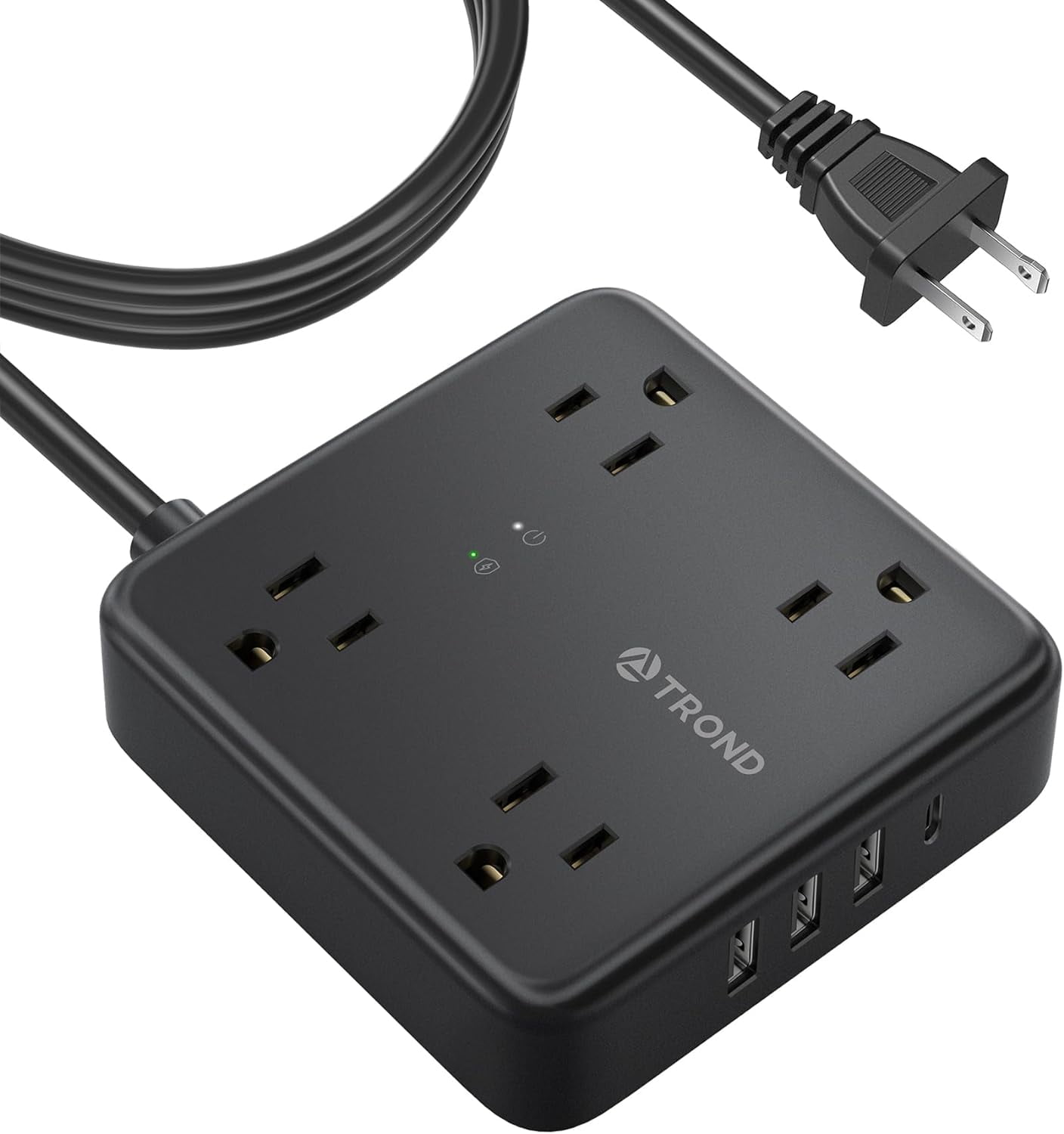 TROND 2 Prong Power Strip, 10ft Extension Cord with 4AC Outlets, 4 USB ...