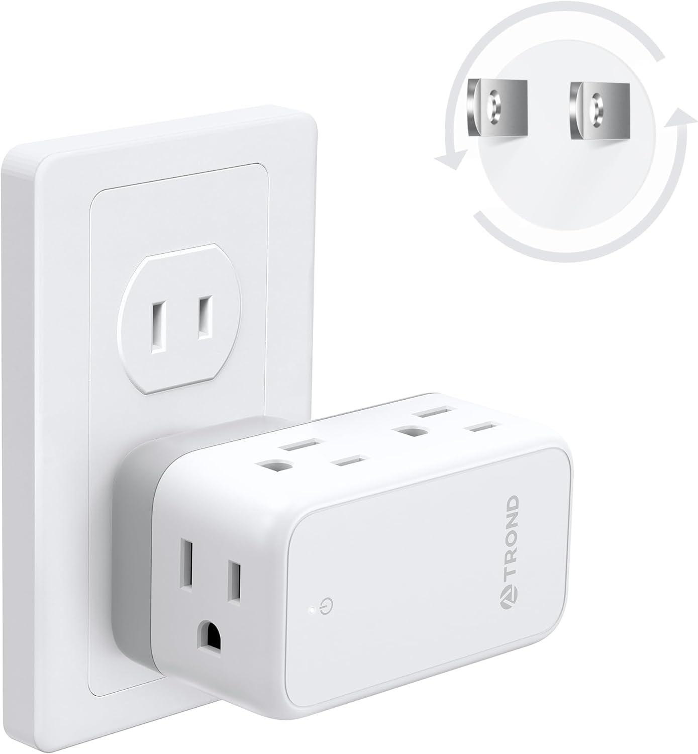 TROND 2 Prong to 3 Prong Outlet Adapter, 2 Prong Plug Extender with 360 ...