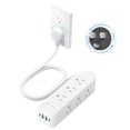360° Rotating Flat Plug Power Strip with USB PD 20W 5FT Flat Extension ...