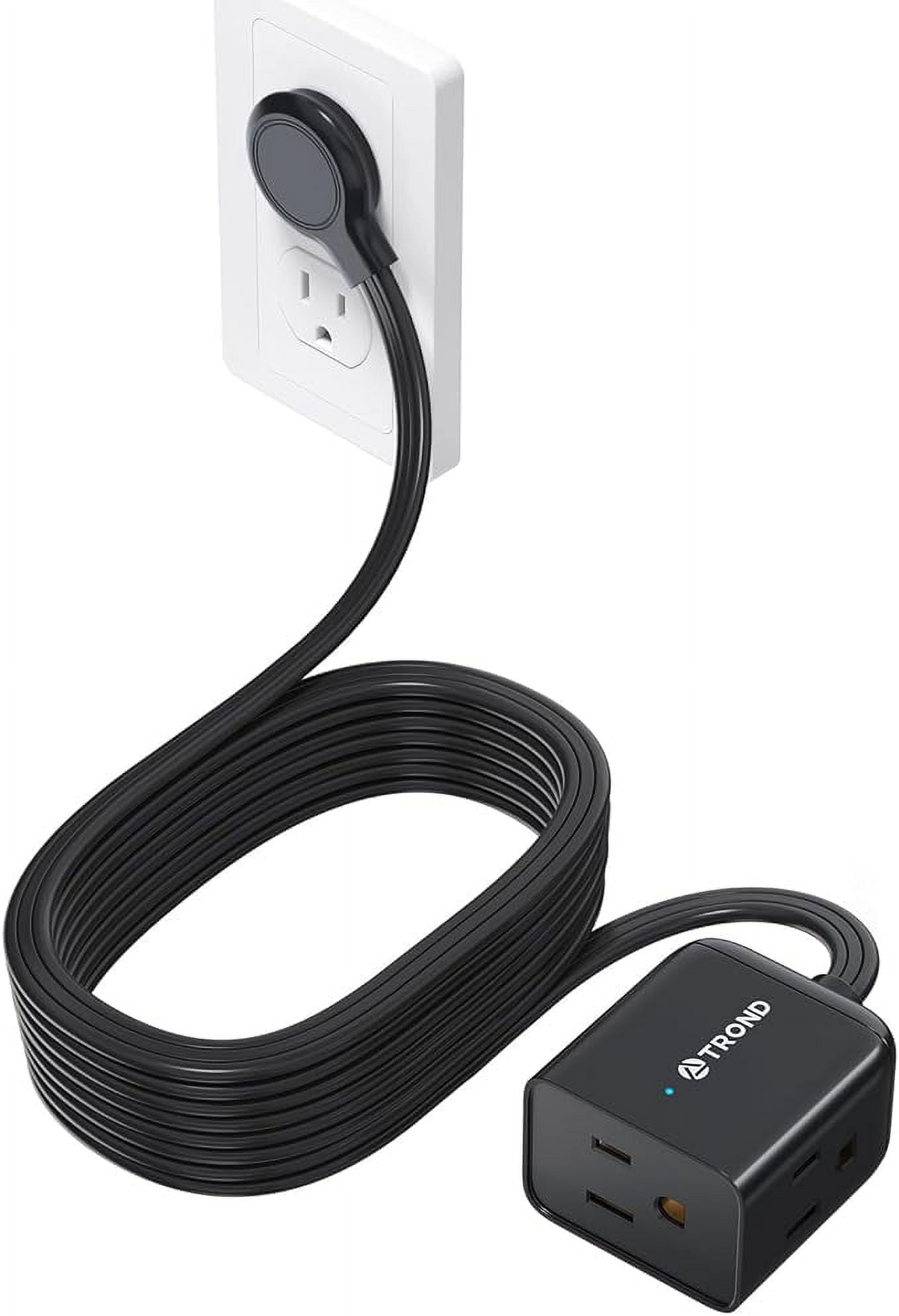 TROND Flat Extension Cord 15ft - Right Angled Flat Plug Power Strip, 16 ...