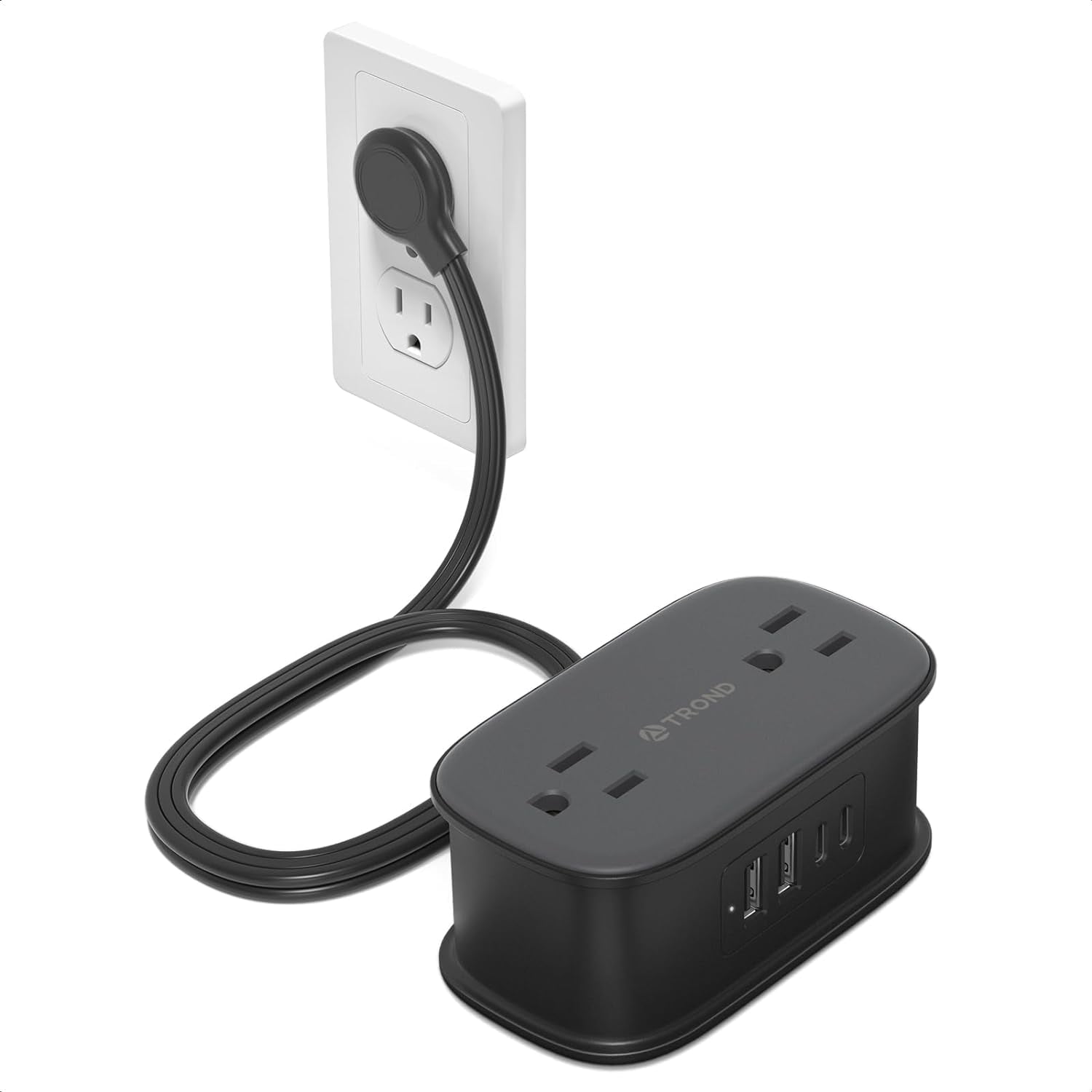 TROND Flat Plug Power Strip, 3.3ft Wrapped Short Extension Cord with 4 ...