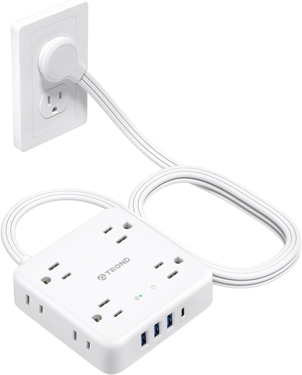TROND Slim Wall Mount Surge Protector Power Strip with Multiple USB C ...