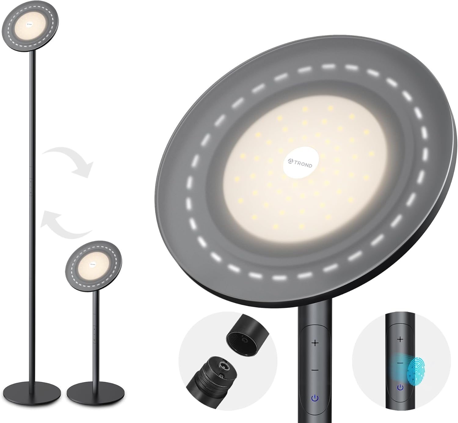TROND LED Torchiere Floor Lamp, Dimmable 30W, 3000K Warm White Light ...