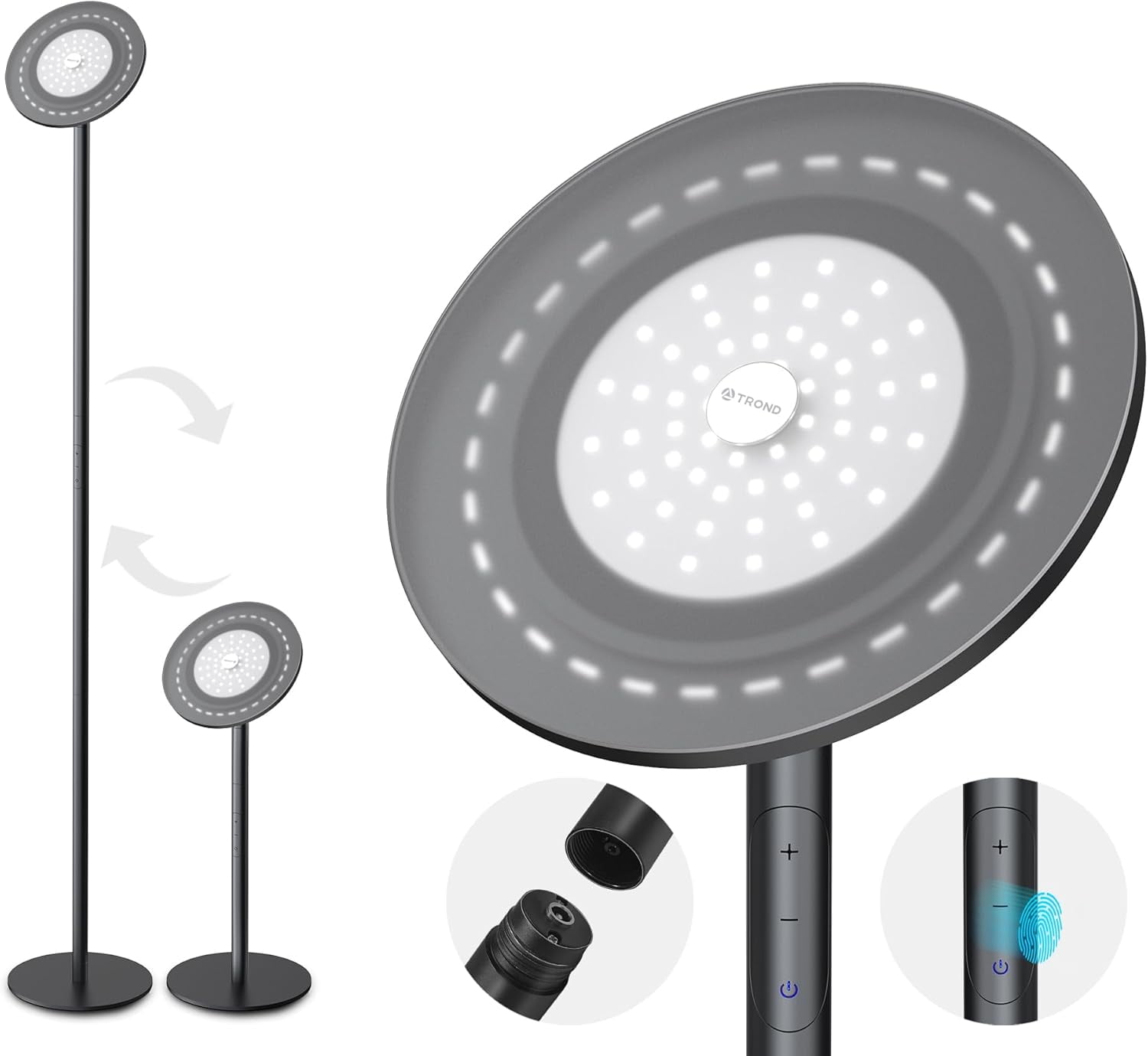 TROND LED Torchiere Floor Lamp, Dimmable 30W, 5500K Natural Daylight ...