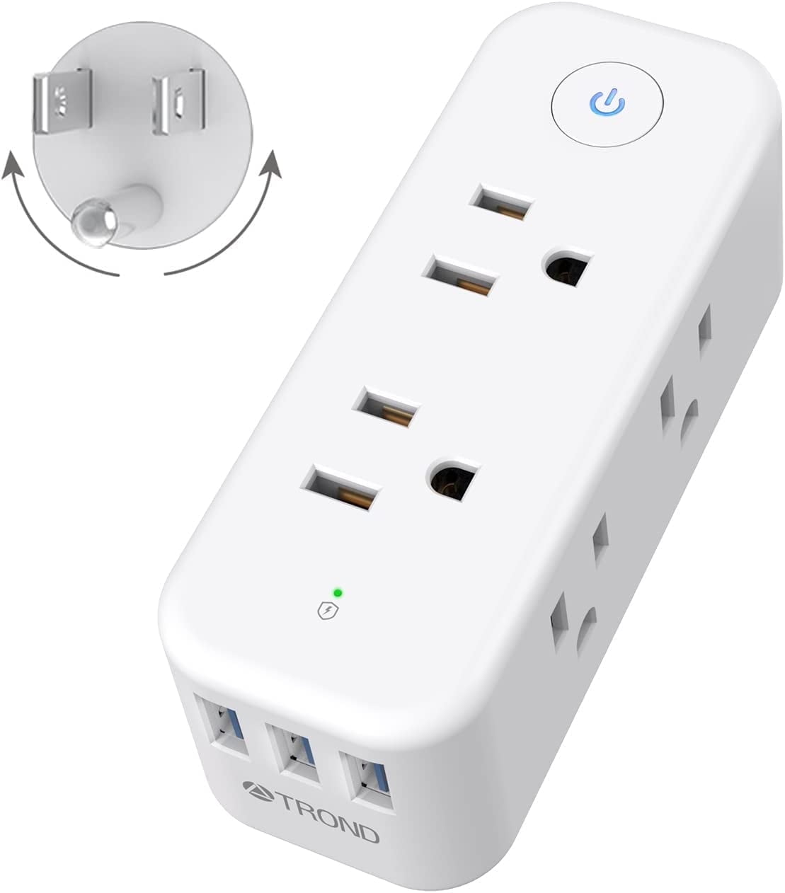 TROND Mini Adapter Socket, 3-Side Surge Protector with USB C, 6 AC ...