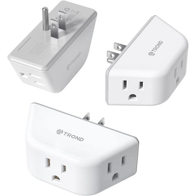 TROND Outlet Extender 3 Pack, 3-Prong Grounded Wall Outlet Splitter, 3 ...