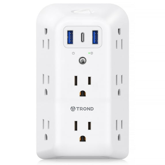 TROND Outlet Extender with USB-C, 8AC Outlet Splitter 3 USB Ports (2 ...