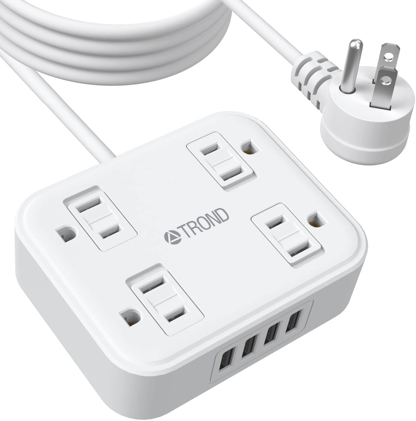 TROND Slim Power Strip, Multiple Indoor Outlets, 10ft Extension Cord, 4 ...