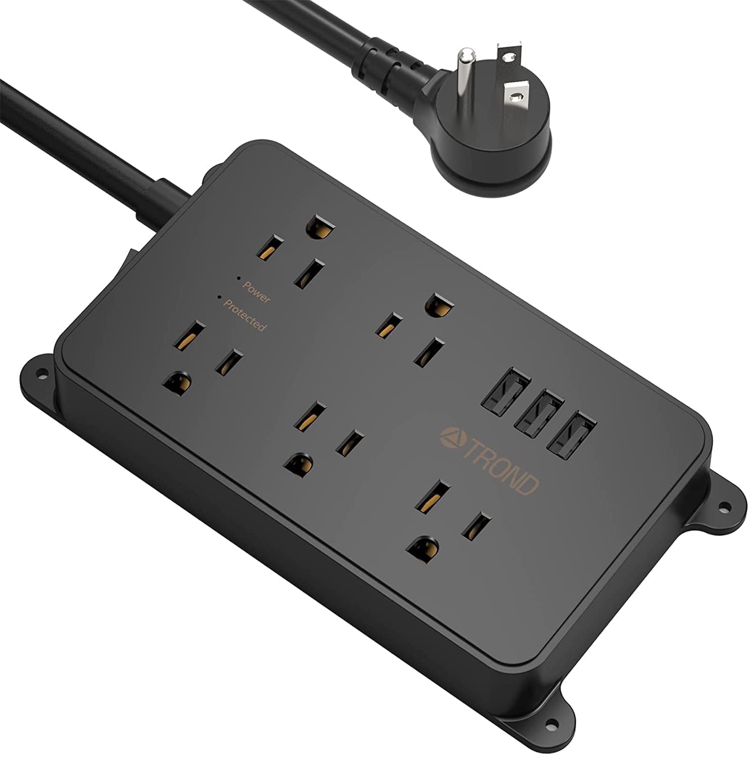TROND Multi Tap Power Strip with USB, 5 Outlets Surge Protector, Wall ...