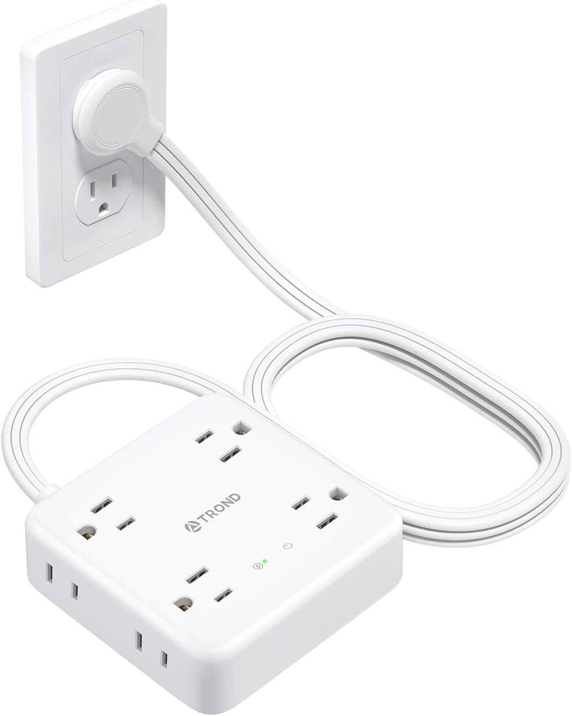 TROND Power Strip Surge Protector, 8 Outlets, Flat Plug, 5FT Ultra Thin ...