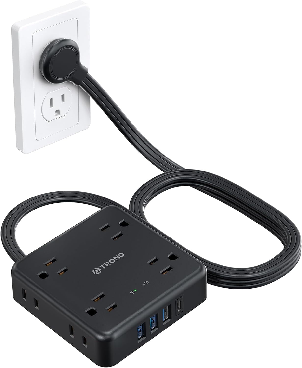 TROND Power Strip Surge Protector, 8 Outlets, 4 USB Ports, USB-C, 1440J ...