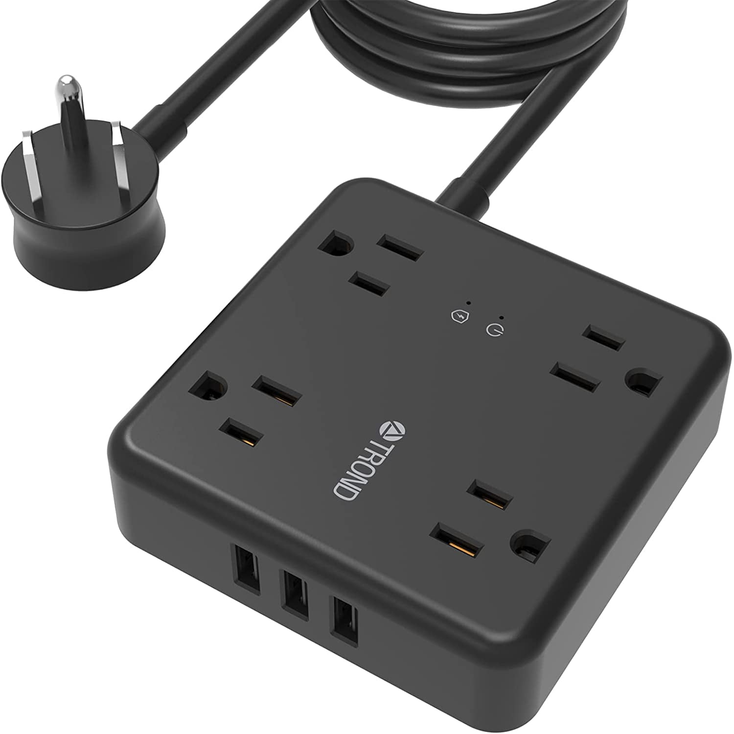 TROND Power Strip Surge Protector, 10ft Extension Cord, 4 Outlets, 3 ...