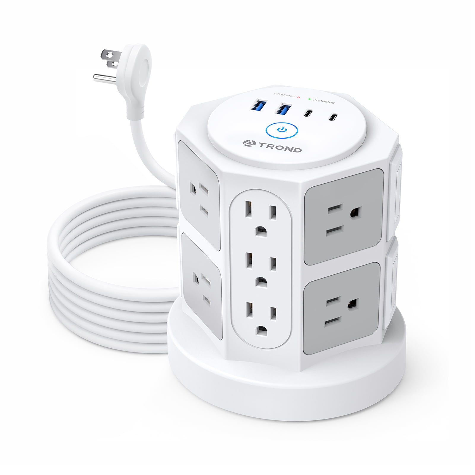 TROND Surge Protector Tower, 14 AC & 4 USB Ports, 10ft Cord, Home/Office/Dorm Use - Walmart.com