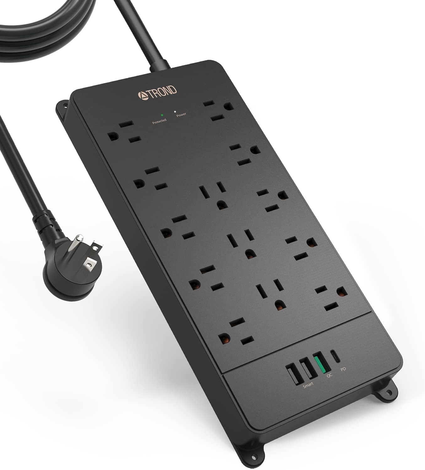 TROND Surge Protector with USB C, 10ft Cord, 13 AC Outlets, 4 USB ...