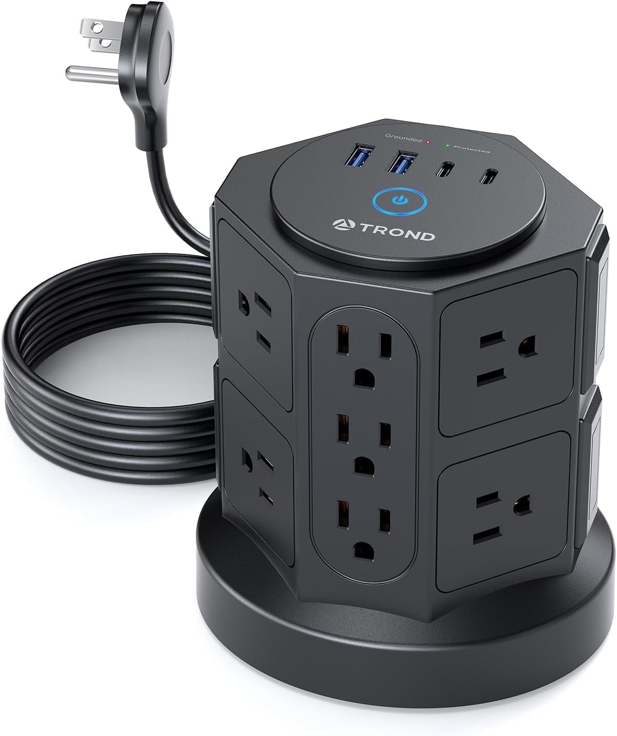 TROND Tower Surge Protector Power Strip with USB, 14 Widely Spaced ...