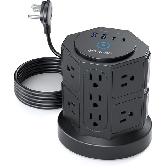 TROND Tower Surge Protector Power Strip with USB, 14 Widely Spaced ...