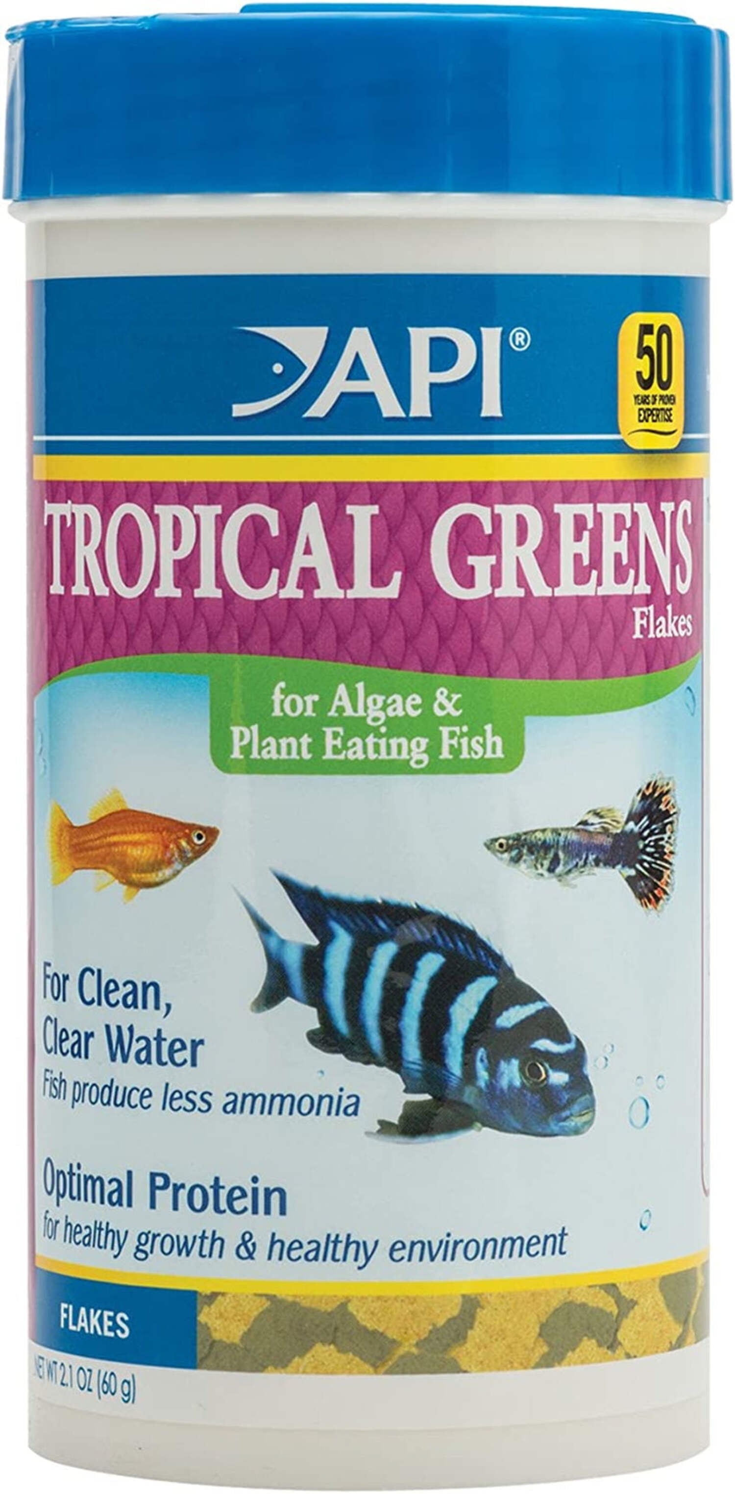 TROPICAL GREENS FLAKES Tropical Fish Greens Flakes Fish Food 2.1-Ounce ...