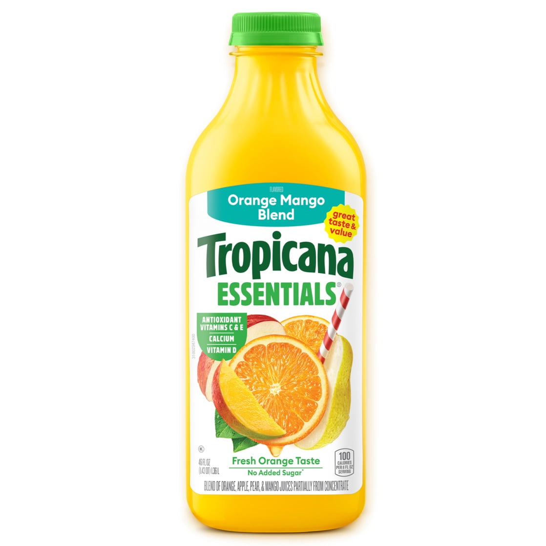 Tropicana Orange Mango Juice Beverage Blend with Fruit 46 fl oz Bottle ...