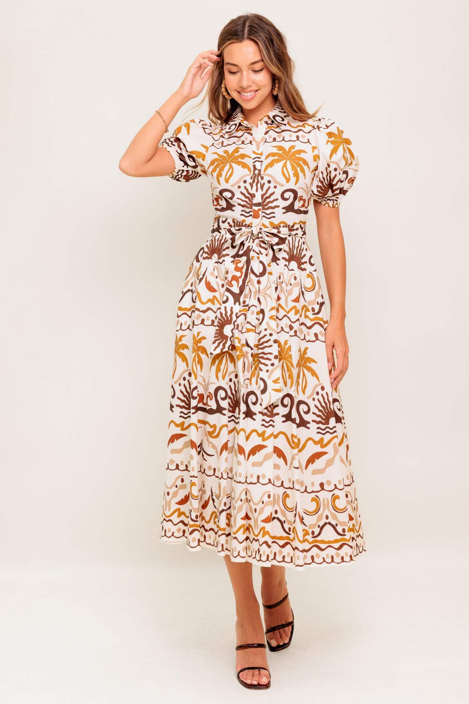 TROPICANA SUNSET WOVEN MIDI DRESS - Walmart.com