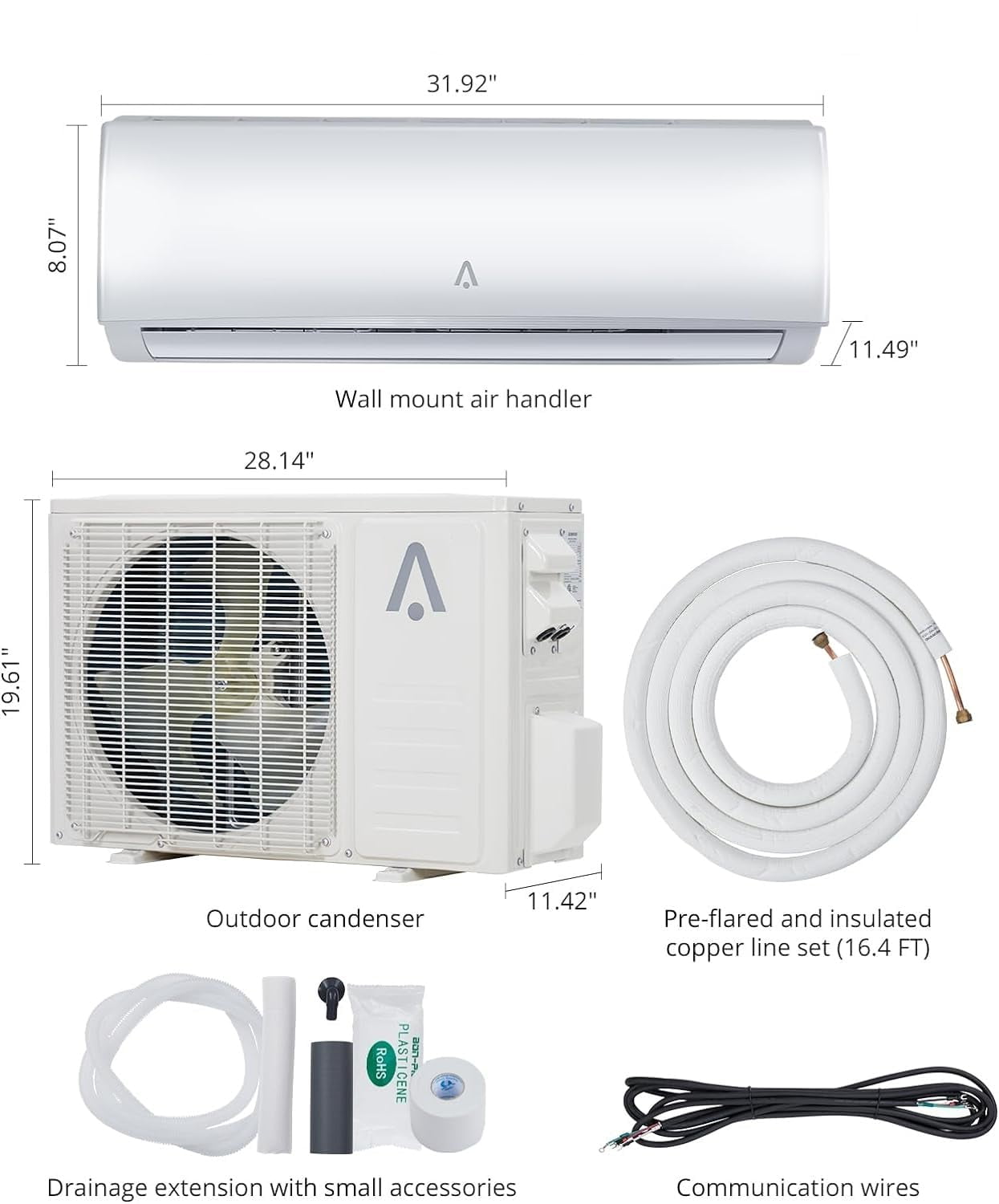 TROPOW 12000 Btu Mini Split Air Conditioner, 23 SEER2 Mini Split AC/Heating System, Inverter ...