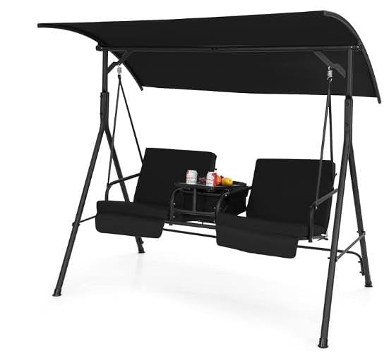 TROPOW 2 Person Porch Swing with Stand, Outdoor Swing with Canopy ...