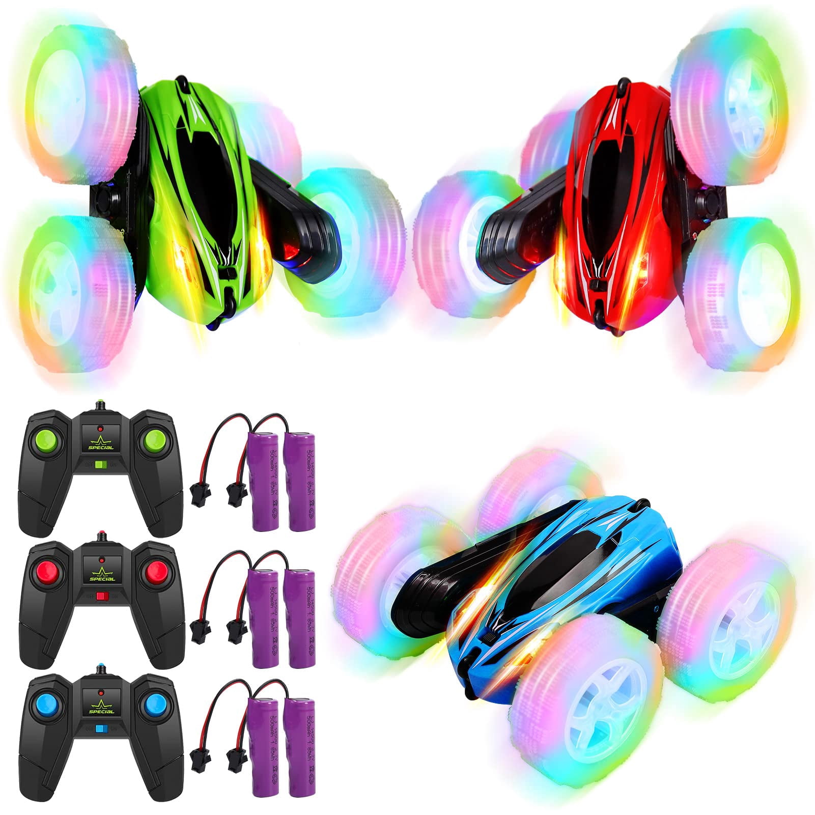 TROPOW 3 Pack Remote Control Car Toys for Kids, 2.4GHz RC Stunt Cars ...
