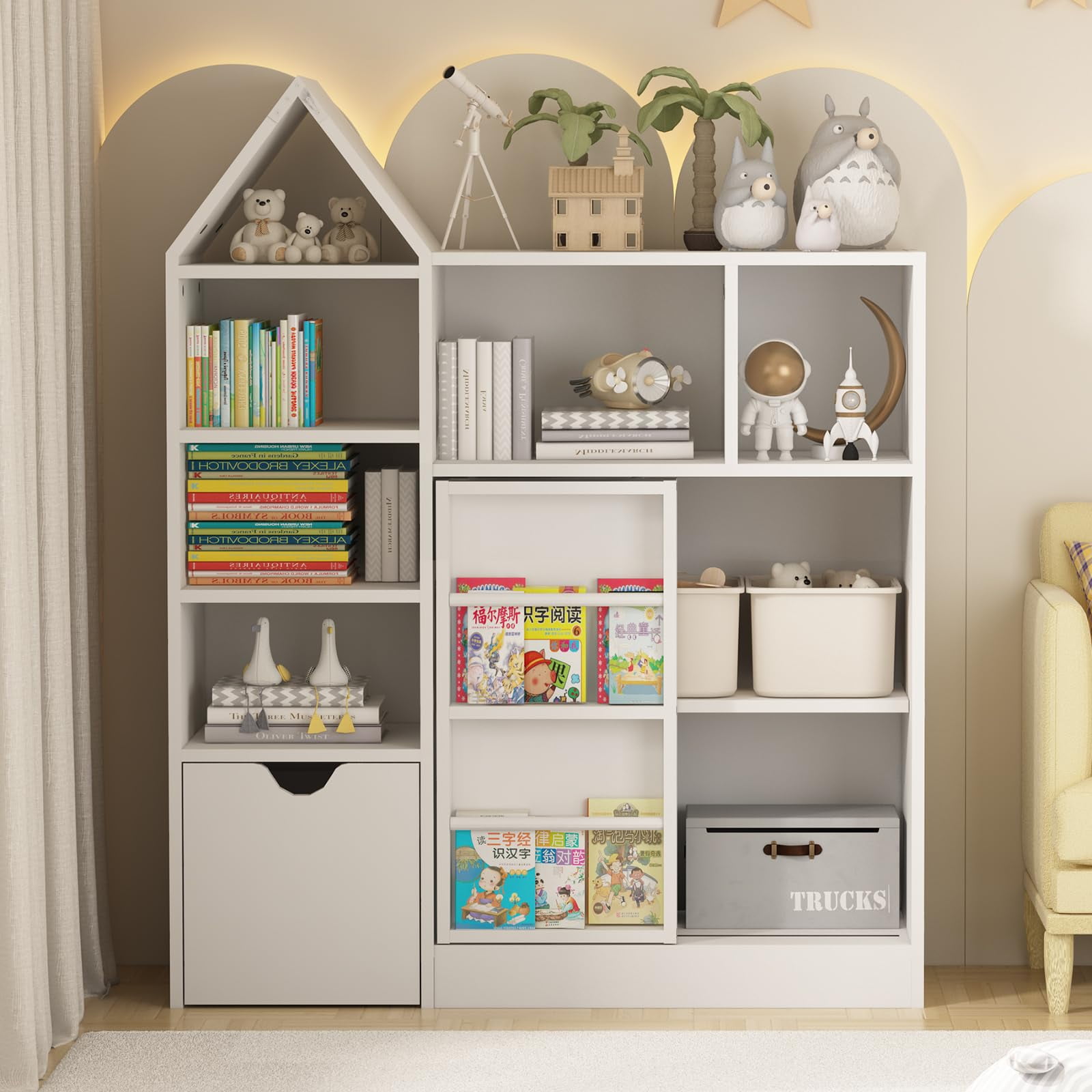 TROPOW 47'' Kids Toy Storage Organizer & Bookshelf, Floor Storage ...