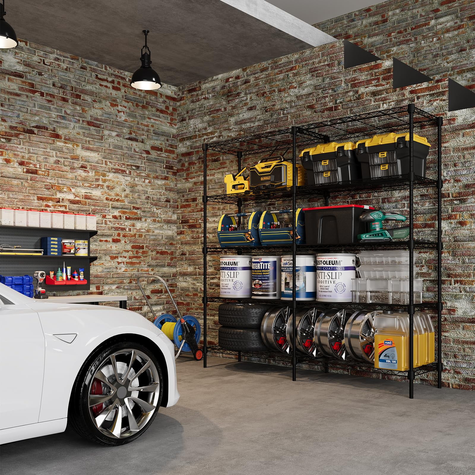 TROPOW 5 Tier Wire Shelving Garage Shelving Heavy Duty Adjustable ...