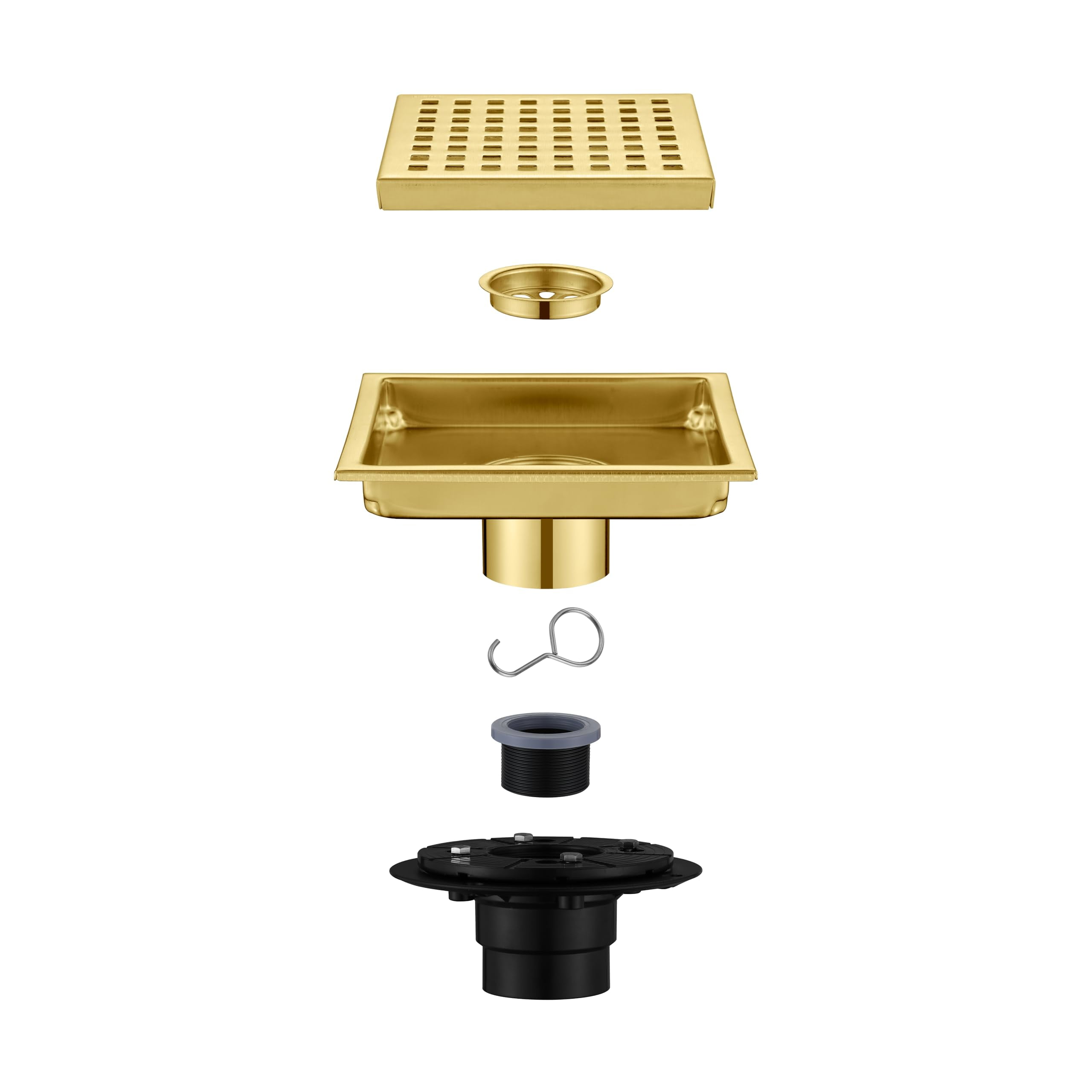 TROPOW 6 Inch Square Shower Floor Drain,Brushed Nickel High Flow Shower ...